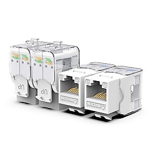 AMPCOM CAT6 Keystone Jack Tool-Less RJ45 UTP, No Punch-Down Tool Required Module Coupler 10-Pack White