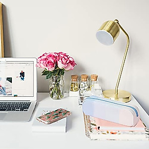 minimaliving Pencil Case,Colorful Silicone Waterproof Pencil Pouch Aesthetic Lightweight&Portable Pen Bag Stylish Small Office Supplies for Adults,Women and Men(Blue)