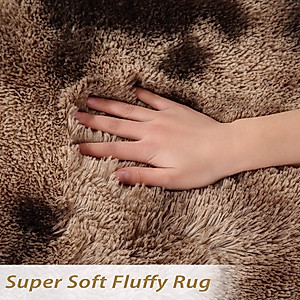 IMINROME 9x12 Fluffy Area Rugs Furry Area Rug for Living Room, Fuzzy Shag Fur Rug for Nursery Room Non-Skid Plush Throw Rug Shaggy Accent Rug for Indoor Home Floor Carpet, Coffee