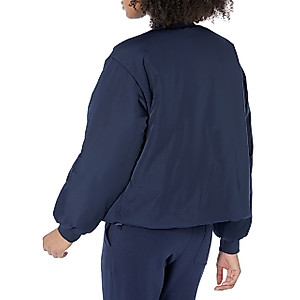 Amazon Essentials Women's Relaxed-Fit Recycled Polyester Padded Cropped Bomber Jacket (Available in Plus Size) (Previously Amazon Aware), Navy, Small