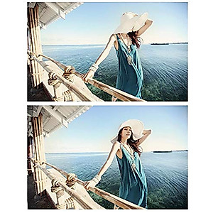 1Pcs Women Wide Brim Straw Hat Foldable Beach Floppy Sun Hat White