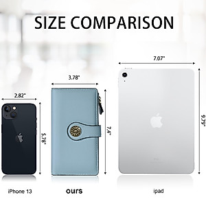 Travelambo Womens RFID Blocking Large Capacity Luxury Waxed Genuine Leather Clutch Wallet Multi Card Organizer