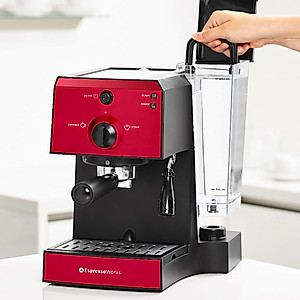 EspressoWorks All-In-One Espresso Machine with Milk Frother 7-Piece Set - Cappuccino Maker Includes Grinder, Frothing Pitcher, Cups, Spoon and Tamper - Coffee Gifts (Red)