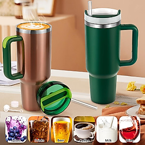 BELYQLY New Version 40oz Stainless Steel Vacuum Insulated Tumbler with Lid and Straw for Water, Smoothie and More, Iced Tea or Coffee (Christmas Green)