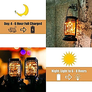Hanging Solar Lights Outdoor - 2 Pack Solar Powered Waterproof Landscape Christmas Lanterns with Retro Design for Patio, Yard, Garden and Pathway Decoration (Warm Light)