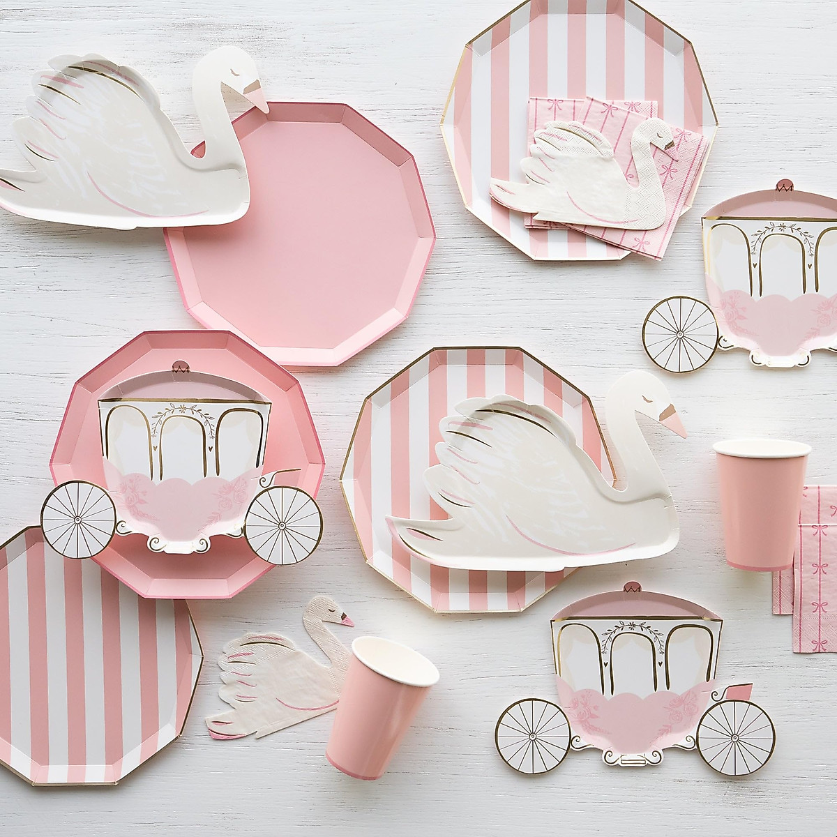 Bonjour Fete Light Pink Premium Paper Party Cups, | Disposable Cups For Baby Shower, Princess Theme, Bridal Shower, Happy Birthday Decorations | Party Supplies Decorations, Pack Of 8, 12oz