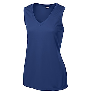 SPORT-TEK Women's Sleeveless PosiCharge Competitor V Neck Tee L True Royal