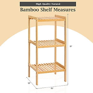 BATHFLEX 3 Tier Bamboo Bathroom Shelf - Bamboo Freestanding Shelf for Storage - Bamboo Plant Stand for Living Room - Multifunctional Storage Rack for Kitchen, Bedroom and Entryway
