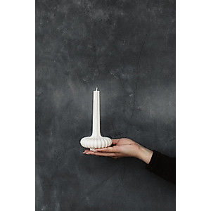 LAWA Set of 2 Pumpkin Base Candle - Beautiful Handmade Pillar Unscented Soy Wax Candle Elegant Aesthetic Vase Candle Housewarming Gift Home Room Shelf Decor Idea White