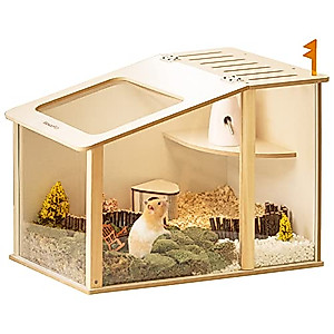 MEWOOFUN Wooden Hamster Cage for Dwarf Hamster Large Hamster Cage Without Accessories for Robo Hamster (Dimensions: 23" L x 15.6" W x 18.6" H)