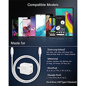 Android Phone Charger C Type, USB C Fast Charging for Google Pixel 7 Pro 6 6a 5 5a XL 4 4a Samsung Galaxy S23/ S22 Ultra Plus S21 S20 A03s A53 5g Note 20, USB C Charger Block +6 Ft USB-C to USBC Cable