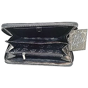 DGA Day of the Dead Lowrider Chola Style Red Rose Women's Clutch Zippered Wallet, black