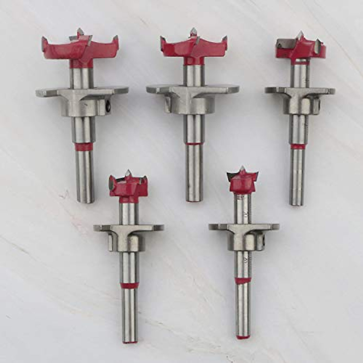 Rowiz 5Pcs 15-35mm Professional Forstner Drill Bit Set with Storage Case, High Carbon Steel Round Shank Woodworking Hole Saw Wood Cutter Auger Opener Drilling Wood Plastic Plywood