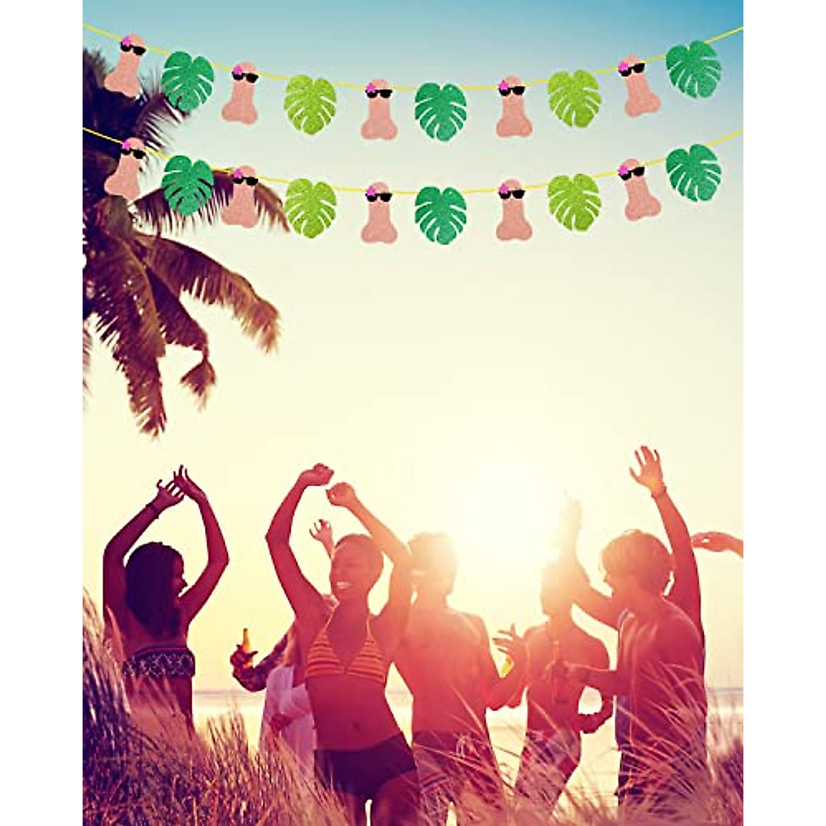 Tropical Bachelorette Party Banner Tropical Palm Leaves Banner for Beach Bachelorette Party Hawaiian Luau Summer Tropical Bach Party Decorations