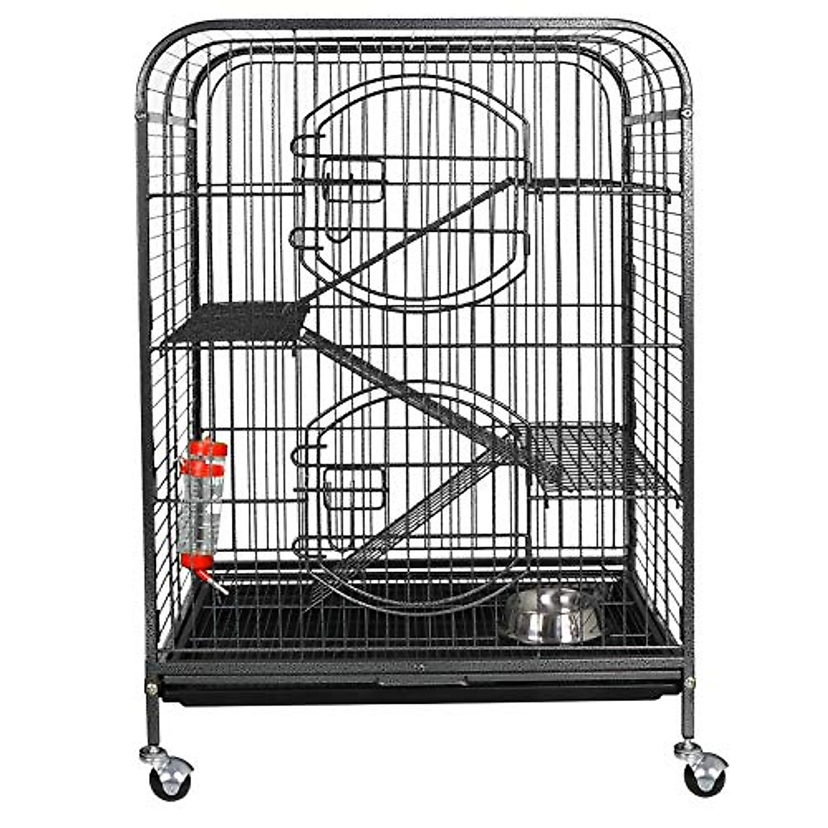 37-Inch Ferret Guinea Pigs Chinchilla Cage Indoor Habitats Animal Hutch with Rolling Stand, Shelves, Ramps and Tray