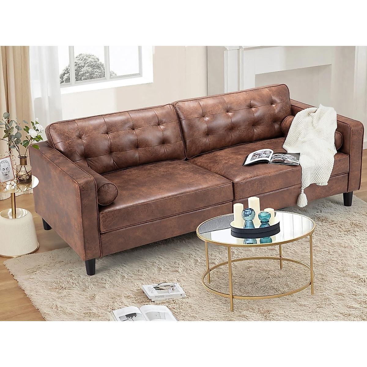YODOLLA 84.2” Faux Leather Sofa 3.2