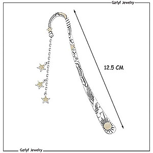 Gzrlyf Moon and Stars Bookmark Glow in The Dark Bookmark Luminous Book Markers Metal Book Lover Gifts (Luminous Bookmark)