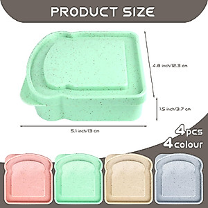 GothaBach 4 PCS Toast Shape Sandwich Box, 14Oz Sliced Toast box， Toast Fresh-keeping Container, Sandwich Containers for lunch boxes-Allow Microwave Heating and Frozen Preservation