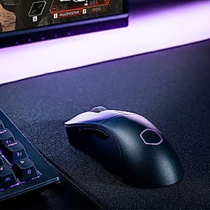 Cooler Master MM731 Wireless Gaming Mouse Black, Adjustable 19,000 DPI, Palm|Claw Grip, 2.4GHz|Bluetooth, PixArt Optical Sensor, Ultraweave Cable, PTFE Feet, RGB Lighting (MM-731-KKOH1)
