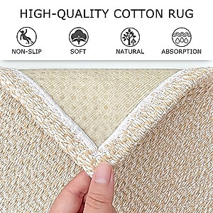 KOZYFLY Boho Runners for Hallways 2x6 ft Washable Hall Carpet Runner Non Slip Kitchen Rug Beige Cotton Entryway Runner Rugs Throw Bedside Rugs for Indoor Hallway Bedroom Kitchen