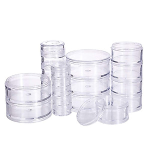 BENECREAT Mixed Size Stackable Round Plastic Containers 4 Column(5 Layer/Column) Bead Storage Jars for Beads, Buttons, Crafts and Small Jewelry Findings