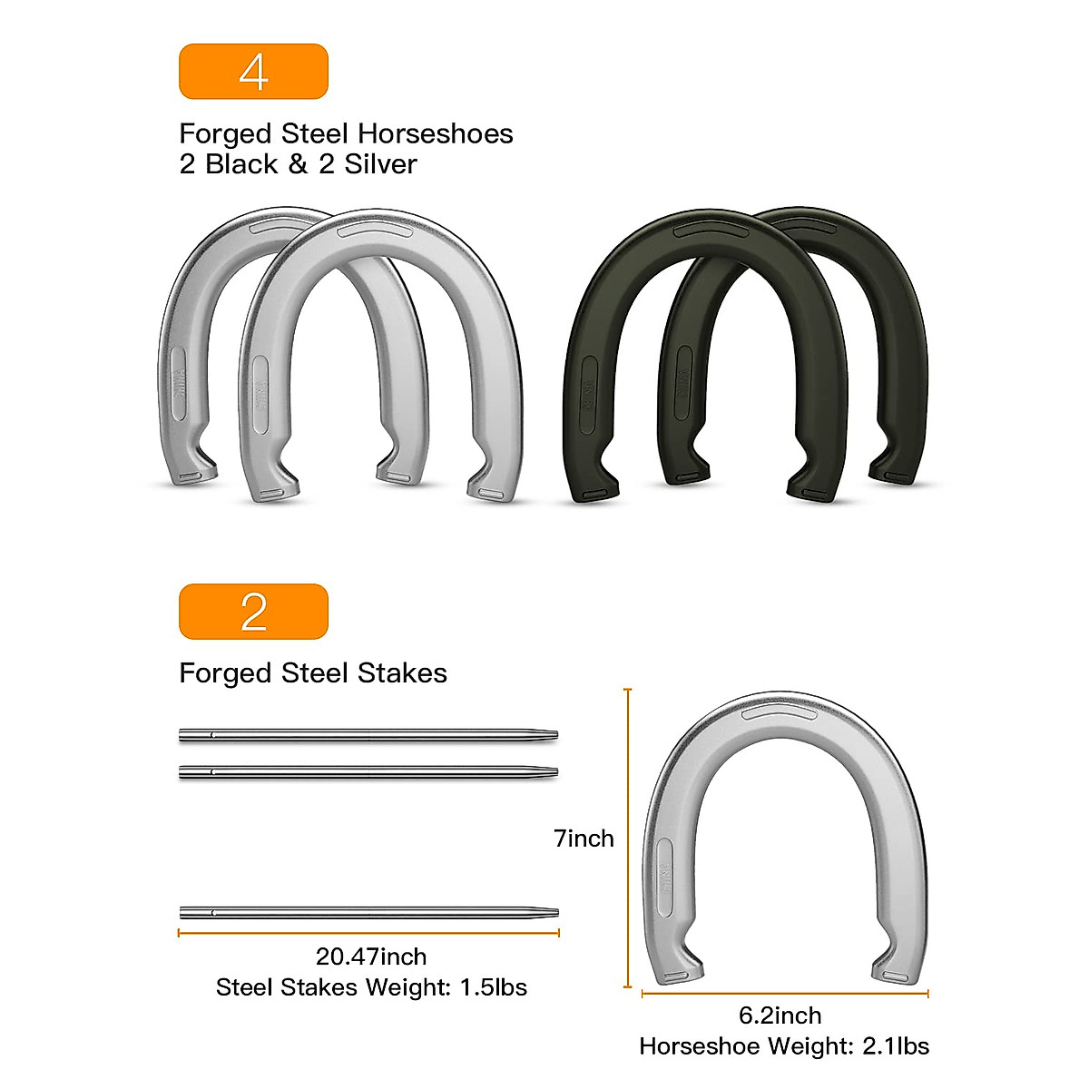 Horseshoe Tossing Game Kit & Pickleball Net with 4 Pickleballs