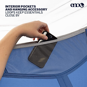 ENO SkyLite Hammock - 1 Person Flat, Portable Hammock - Integrated Hammock Bug Net - for Camping, Hiking, Backpacking, Travel, Festival, or The Beach - Pacific