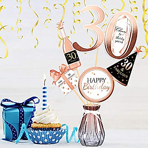 Konsait Rose Gold 30th Birthday Centerpiece Sticks-30th Birthday Table Toppers -Birthday Party Decorations Accessories- 30 Fabulous -Bday Party Cheers to Thirty Years Birthday Party Favor Supplies