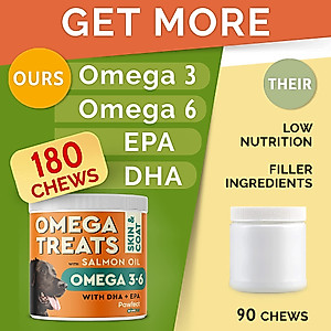 Fish Oil Omega 3 Treats for Dogs + Probiotics for Dogs Bundle - Joint Health + Advanced Allergy Relief Dog Probiotics Chews - Alaskan Salmon Oil + Digestive Enzymes - 120+180 Soft Chews - Made in USA