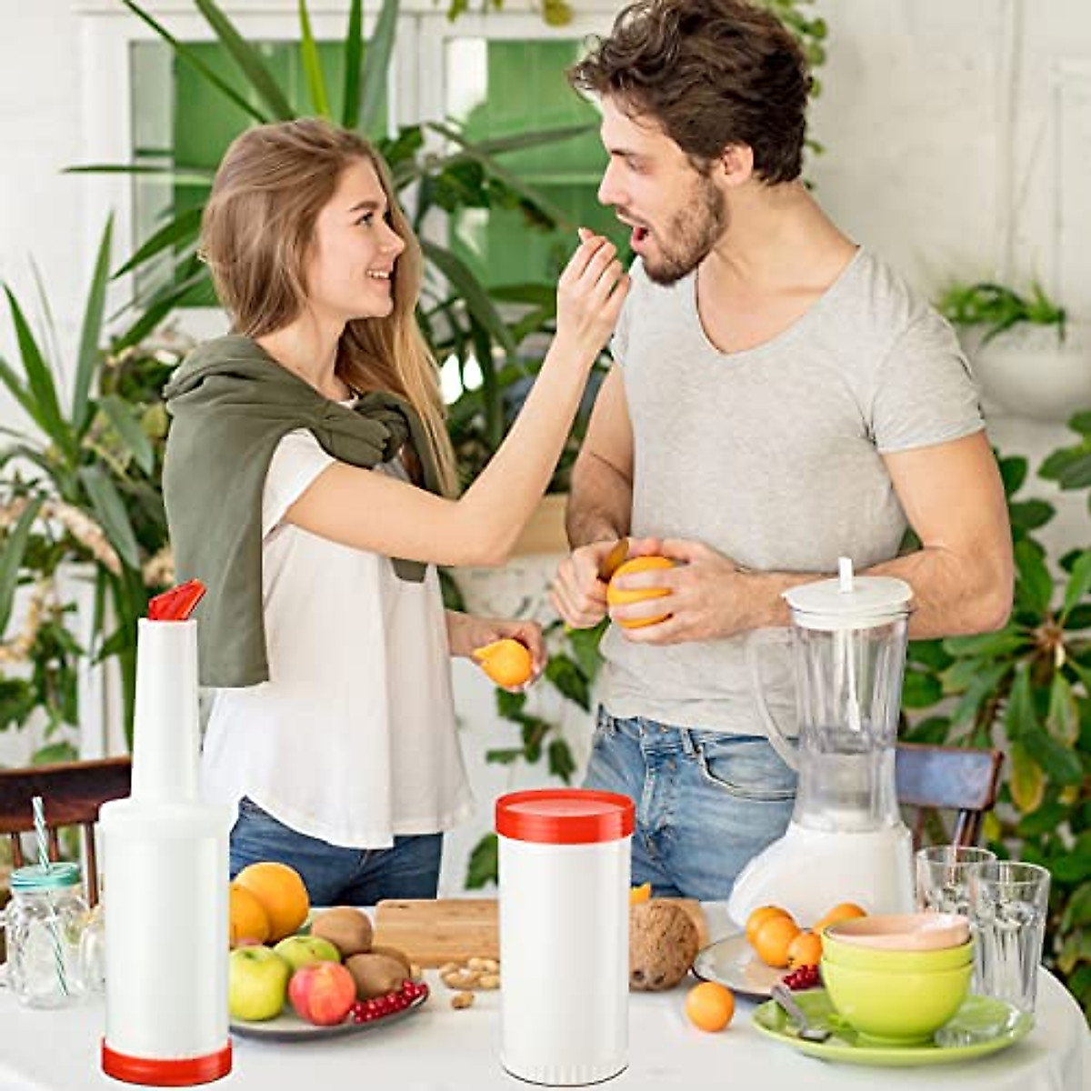 24 Pack Bar Pour Colorful Juice Pouring Bottle Containers 34 oz Plastic Juice Dispensers in 6 Colors for Bar Home Kitchen Party Supplies