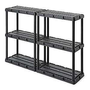 Gracious Living 3 Shelf Knect-A-Shelf Solid Light Duty Storage Unit 24 x 12 x 33 Organizer System for Home, Garage, Basement, and Laundry, Black