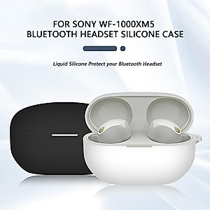Silicone Case Compatible with Sonys WF-1000XM5 Earbuds Headphones, Shockproof & Anti-Scratch Portable Protective Cover for The Best Truly Wireless WF-1000XM5 Earbuds (Black)