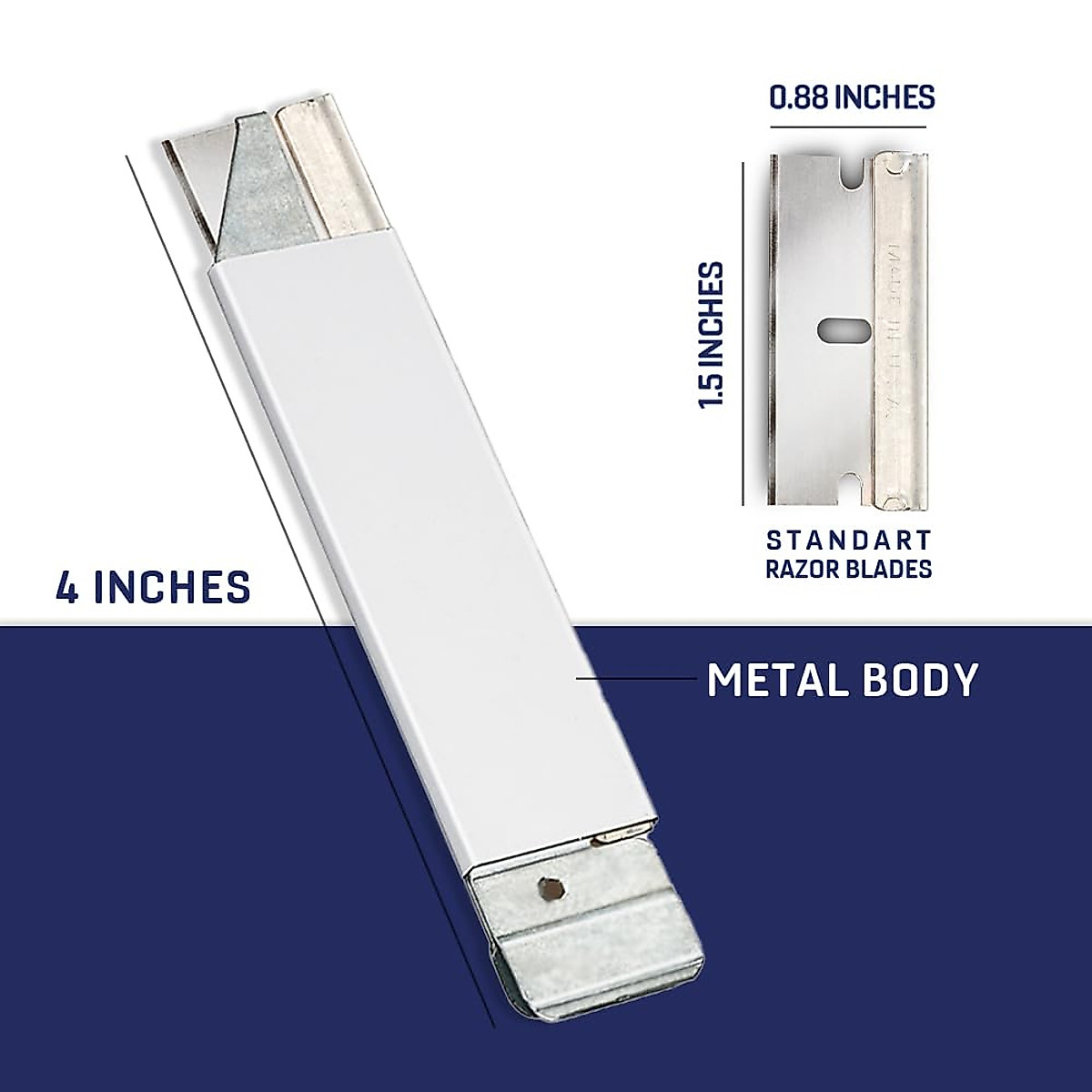 CANOPUS Box Cutters Retractable, Handy Cardboard Opener, Tap Open-Close, Utility Knife Set for Boxes, Packages and Papers, Works Also as Scraper, Full Metal Body, Box of 12, Made in USA