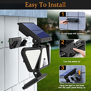 Luposwiten Solar Outdoor Lights, 4 Heads Motion Sensor Outdoor Lights IP65 Waterproof Solar Flood Lights Outdoor 302 LED Outdoor Solar Lights for Yard, Garage, Garden, Patio, Front Door (2 Packs)