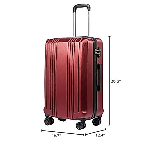 Coolife Luggage Suitcase PC+ABS with TSA Lock Spinner Carry on Hardshell Lightweight 20in 24in 28in (wine red, S(20in_carry on))