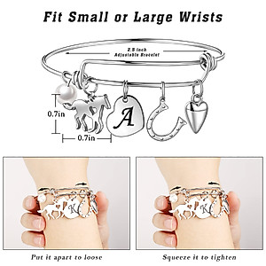 Anoup Horse Gifts for Girls, Horse Stuff Horse Gifts for Women Initial Bracelet for Teen Girls Gifts for Girls Horse Jewelry
