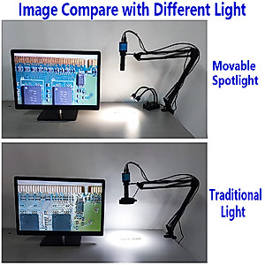 Spotlight Microscope Light Source, USB Desk Mini Spot Light Individual Domming Illuminator for Stereo Microscope Camera Industrial Video Zoom C Mount Lens for Repair Soldering PCB Lab