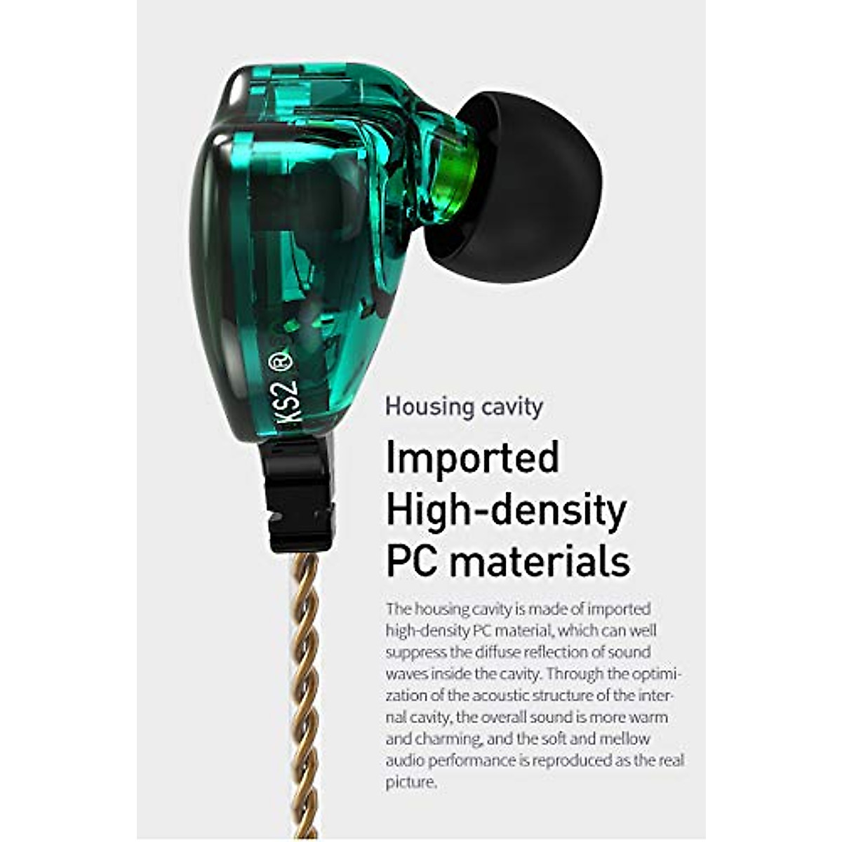 keephifi KBEAR in Ear Earphones KBEAR KS2 Wired Headphones 10mm 1BA+1DD in Ear Monitors with Detachable Cable HiFi Bass Earbuds Noise-Isolating Headset for Audiophile Musician (with mic, Dark Green)