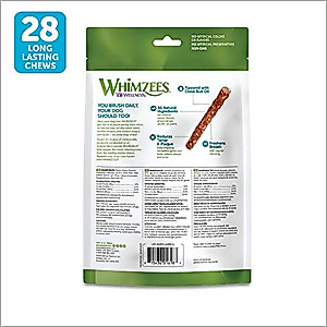 WHIMZEES Natural Grain Free Daily Dental Long Lasting Dog Treats, Veggie Sausage, Small, Bag of 28