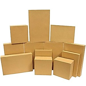 JOYIN 12 Pieces Brown Kraft Cardboard Boxes Gift Wrap for Christmas Holiday, Festive Xmas Wrapping Shirt and Lingerie Cupcake DIY Boxes