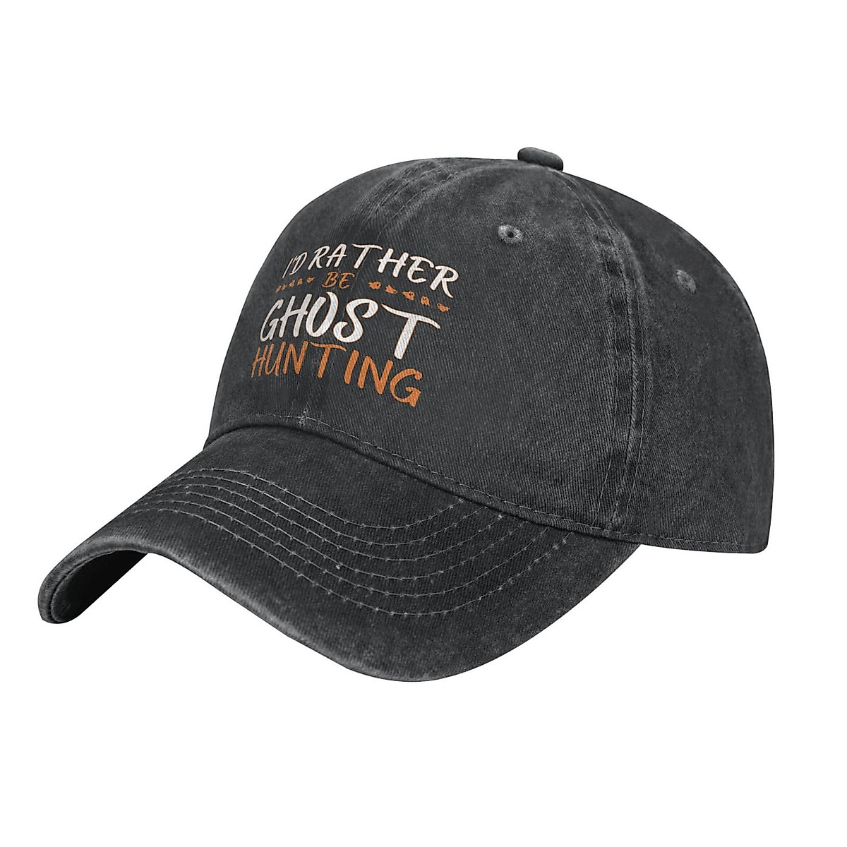 Trewrdt I'd Rather Be Ghost Hunting Hat Xmas Halloween Hat Men Women Baseball Cap Trucker Hat Cowboy Hat Black