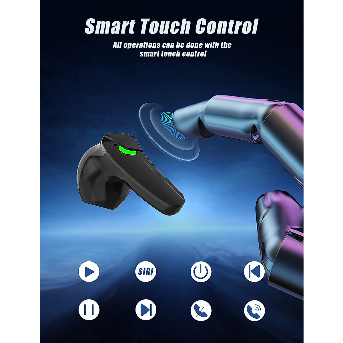 ZBC Earbuds Wireless Bluetooth in-Ear Headphones with 4 Microphones ENC Noise Cancelling Clear Calls Wireless Ear Buds 30H Playback IPX5 Waterproof Sports Stereo Earphones for iPhone Android (Blue)