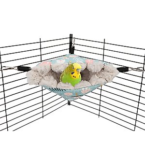 Wontee Bird Nest House Winter Warm Hanging Hammock Bird Bed Snuggle Hut for Parakeets Budgies Caique Conures Cockatiels (Small, Blue)