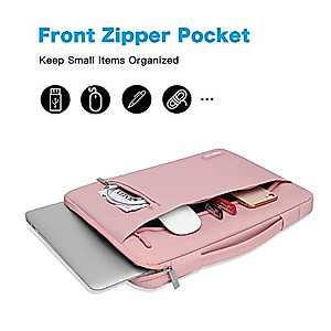 MOSISO 360 Protective Laptop Sleeve Compatible with MacBook Air/Pro, 13-13.3 inch Notebook, Compatible with MacBook Pro 14 2023-2021 A2779 M2 A2442 M1, Horizontal Bag with Belt&Right Pocket, Pink