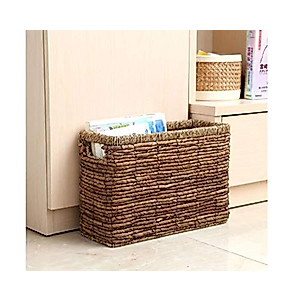 KXA Straw Magazine Basket Storage Basket Magazine Basket Rectangular Storage Basket Vintage Chinese Finishing Basket 26 38 15cm