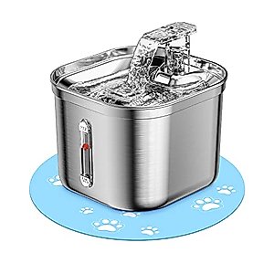 Rantizon Cat Water Fountain, 74oz/2.2L Stainless Steel Cat Fountain Water Bowl, Quiet Electric Automatic Pet Water Fountain with Silicone Mat, Water Fountain for Cats Inside for Cats Dogs Pets