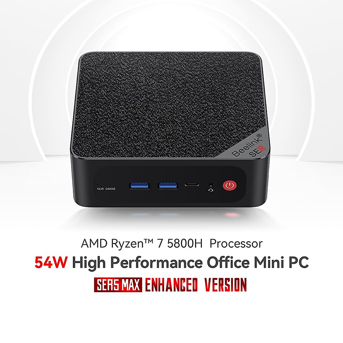 Beelink SER5 MAX Mini PC, AMD Ryzen 7 5800H(up to 4.4GHz) 8C/16T, Mini Computer 32GB DDR4 RAM 500GB NVMe SSD, Mini Desktop Computer 4K@60Hz Triple Display HDMI&DP&USB-C WiFi6/BT5.2/WOL/HTPC/W-11 Pro