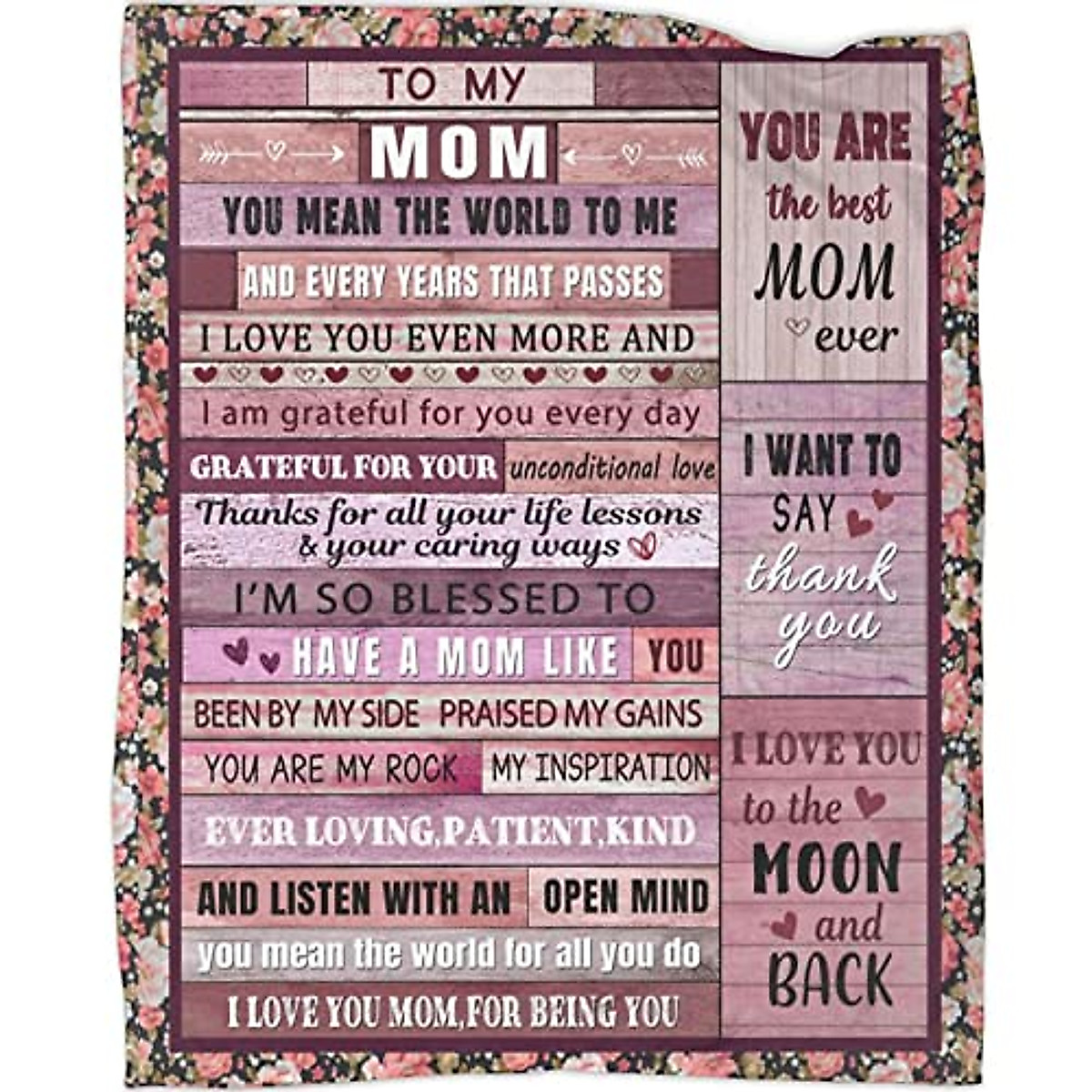 Gifts for Mom Birthday Gifts for Women Unique Mom Gifts from Daughter or Son for Birthday Mothers Day Thanksgiving Christmas Blanket Throw Soft 60" x 50"