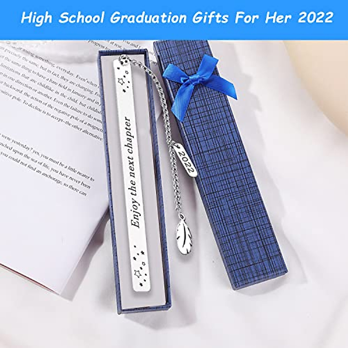 2022 Graduation Gifts Bookmark for Her Him - Enjoy The Next Chapter Bookmark for Book Lovers, High School Graduation Gifts for Her 2022, Class of 2022 Birthday Grad Gifts in Bulk for Women Men