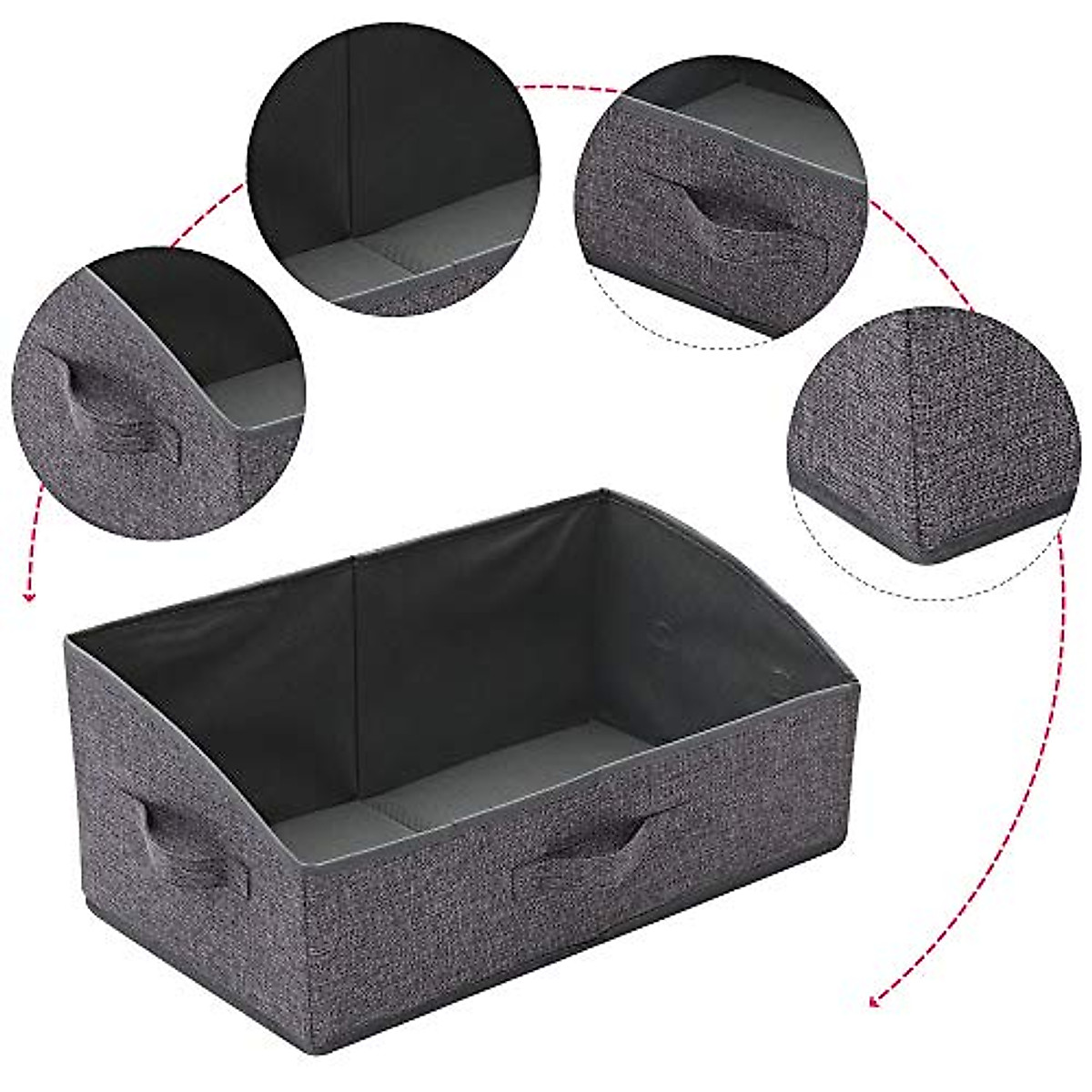 TENABORT 5 Pack Trapezoid Large Foldable Closet Storage Bins with Handle, Fabric Storage Organizer Cube Cloth Containers Linen Box Shelf Baskets for Clothes Clothing Shelves Wardrobe